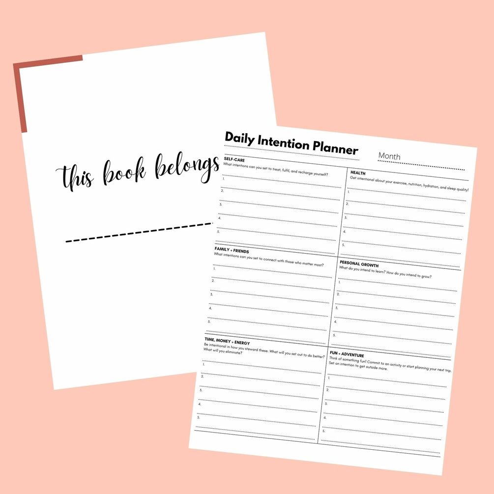 Daily Intention Planner - Self Helf Niche - KDP Interior Graphic