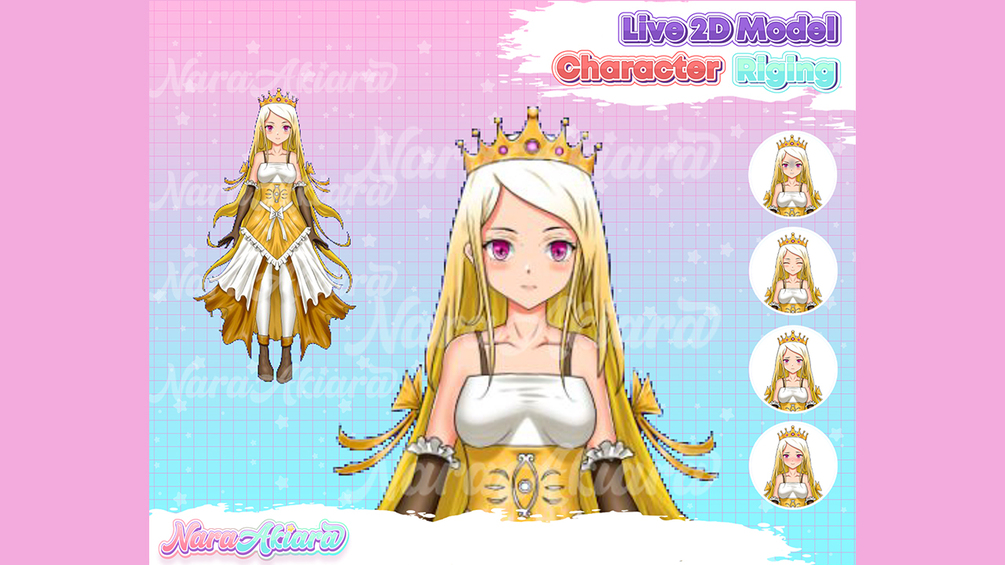 Vtuber Model and Rigging Anime Queen Girl Premade, Live2d ready to use ...