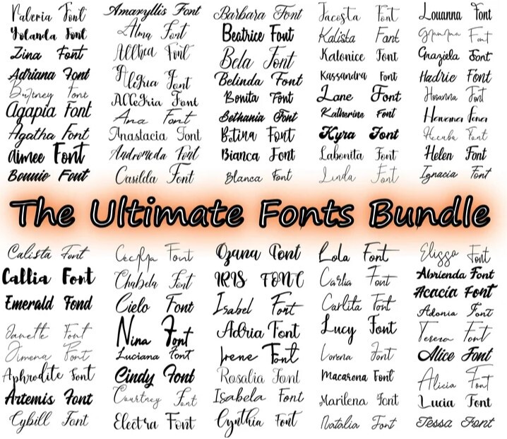 The Ultimate Fonts Bundle, Mega Collection Fonts, Cursive fonts SVG ...