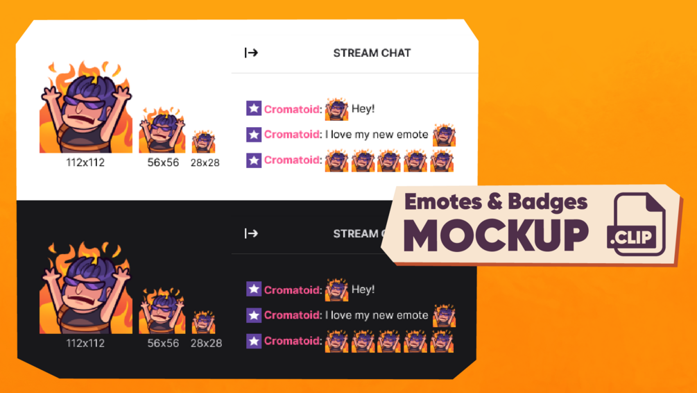 Mockup de emote y badges para Clip Studio Paint