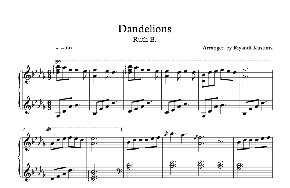 Dandelions - Ruth B. (Sheet Music)