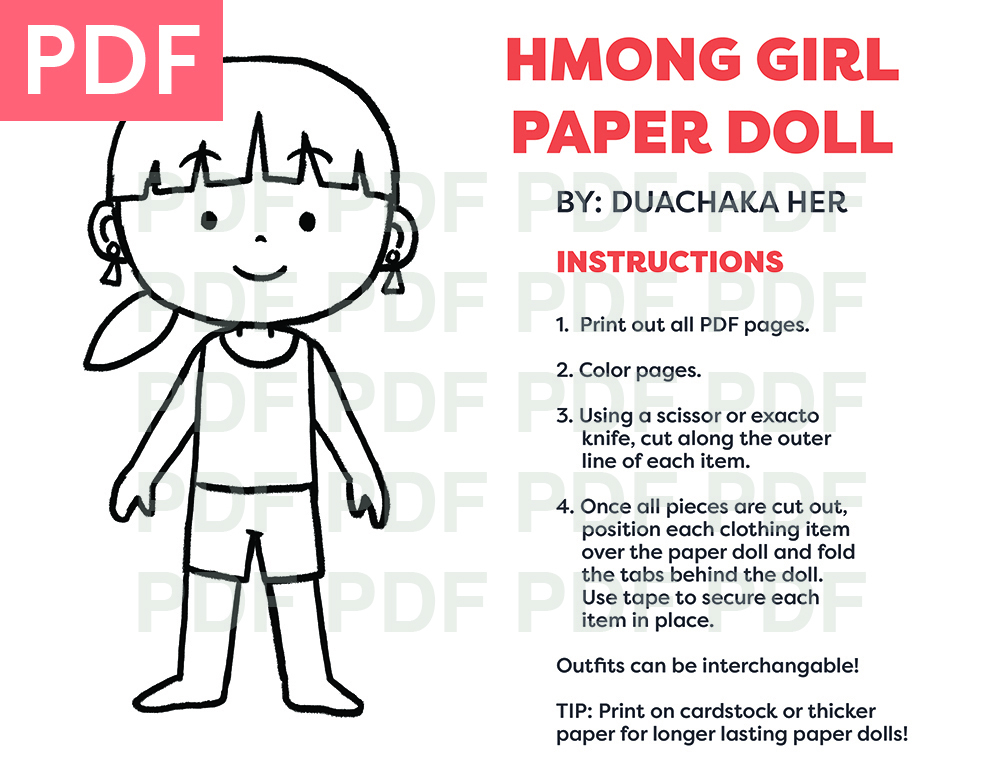 Hmong Paper Dolls - Line Art Version (PDF)