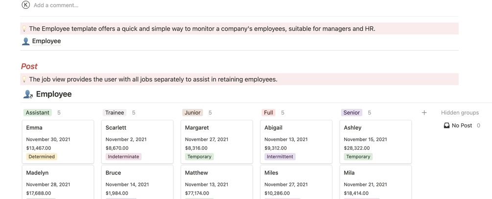 Free Employee Details Notion Template