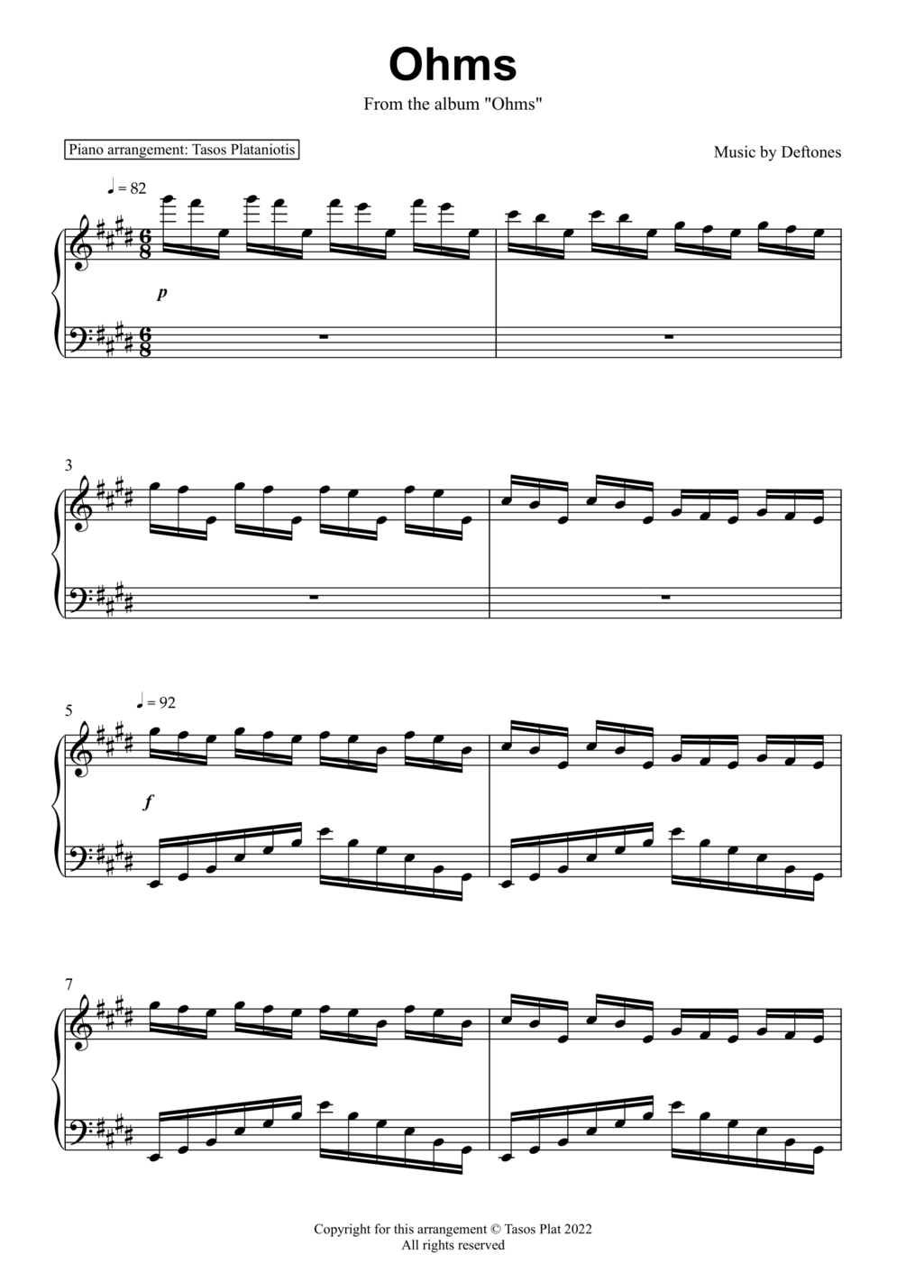 Deftones - Ohms (Sheet Music)