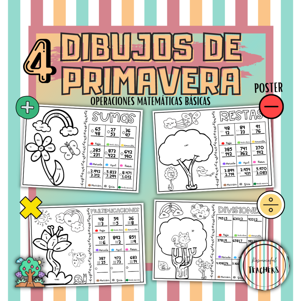 DIBUJOS DE PRIMAVERA (OPERACIONES MATEMÁTICAS BÁSICAS)
