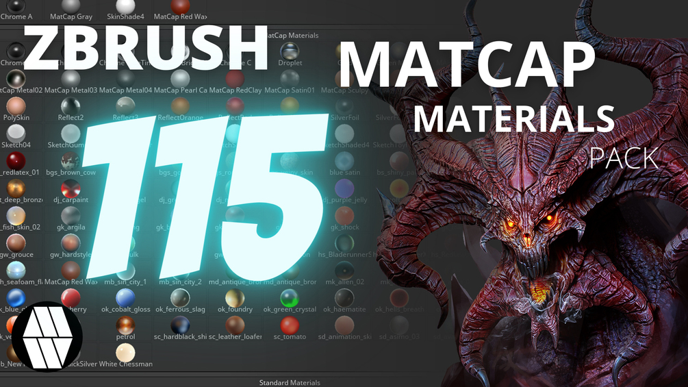 115 Matcap Materials Pack - ZBrush