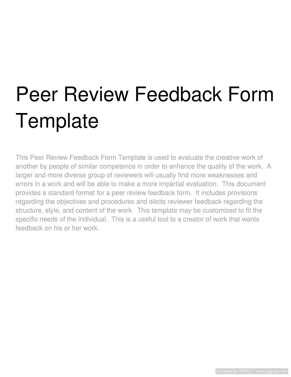 Peer Review Feedback Form Template