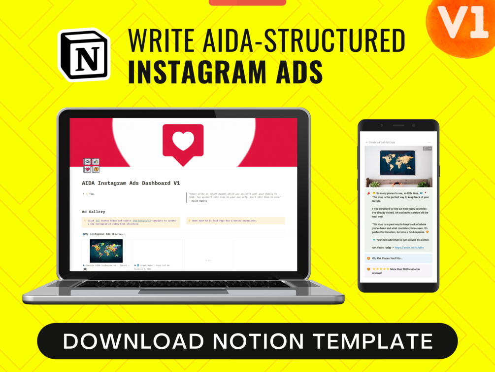 AIDA Instagram Ads Notion Template V1 - Ultimate All-In-One Ad Planner ...