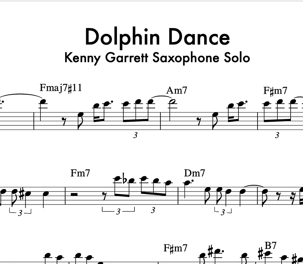 Kenny Garrett - "Dolphin Dance" Alto Saxophone Jazz Transcription