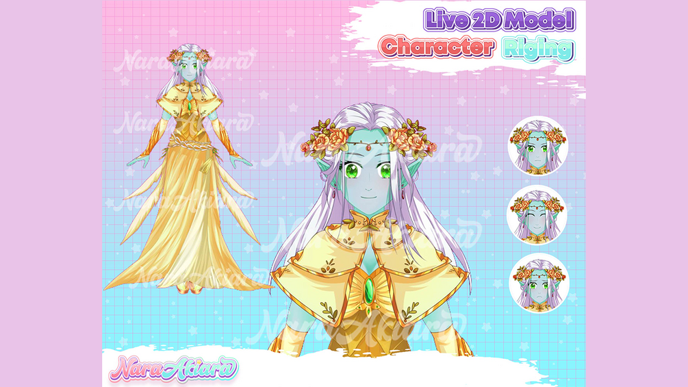 Live2d Vtuber Model Anime Girl Adorable Elf