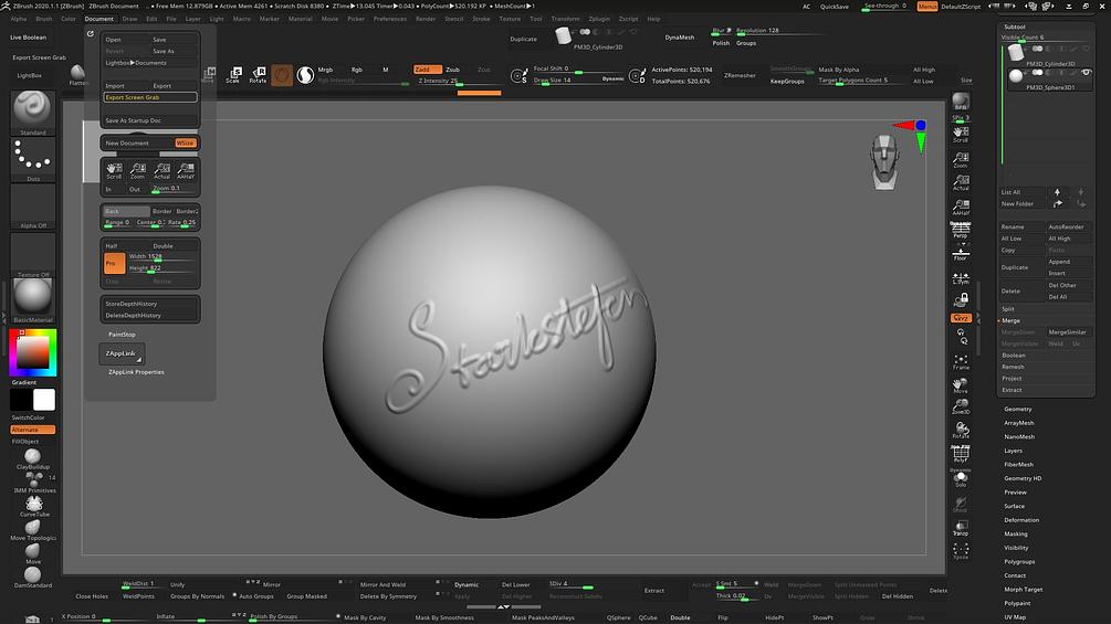 Starkstefen 3d User interface Zbrush 2020