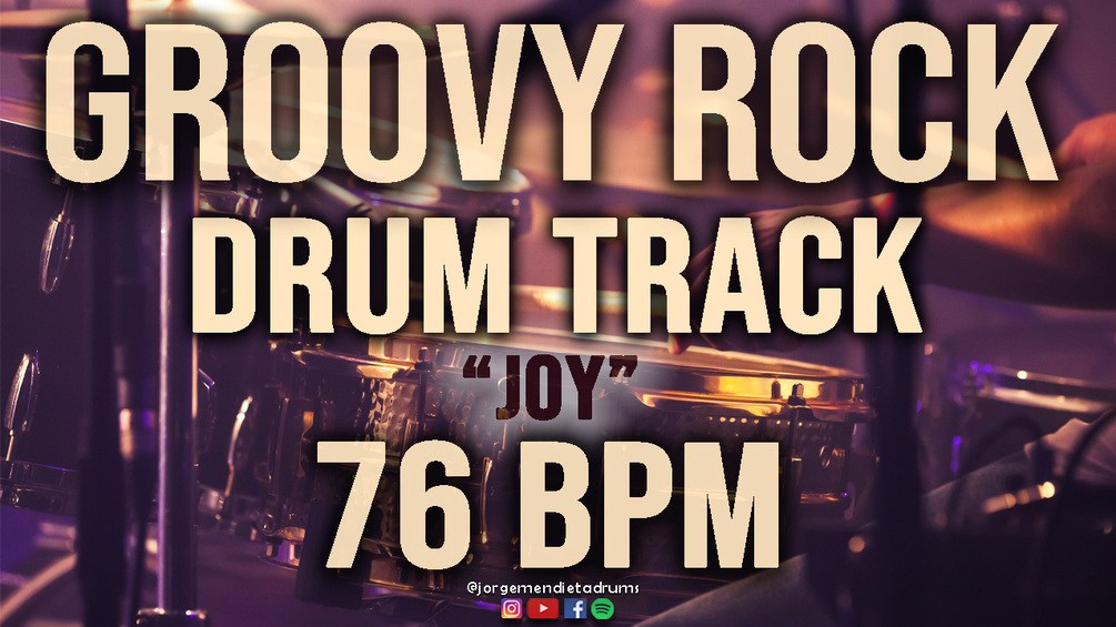GROOVY ROCK DRUM TRACK - 76 BPM / MP3, MP4, WAV & GUITAR PRO 5