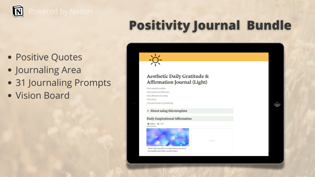 Positivity Journaling for Notion - Daily Gratitude & Positive ...