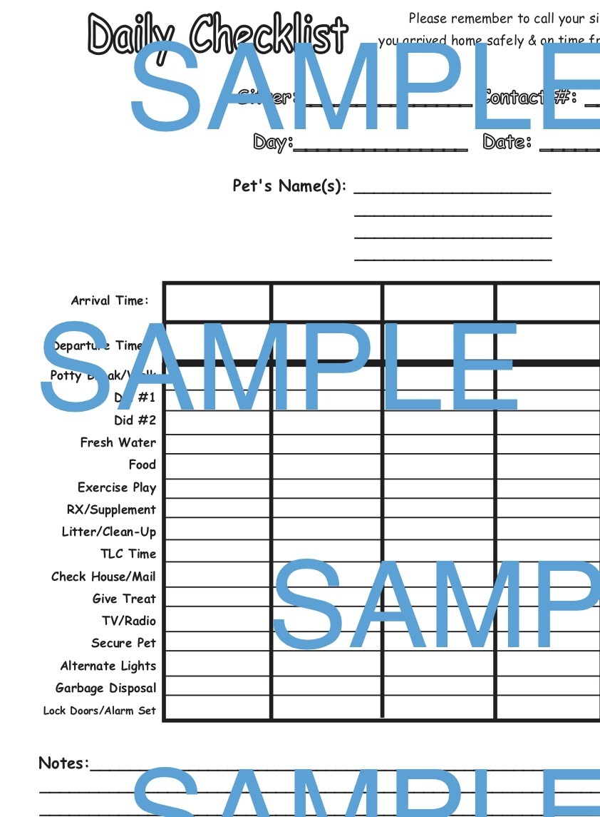 Professional Pet Sitting Checklist