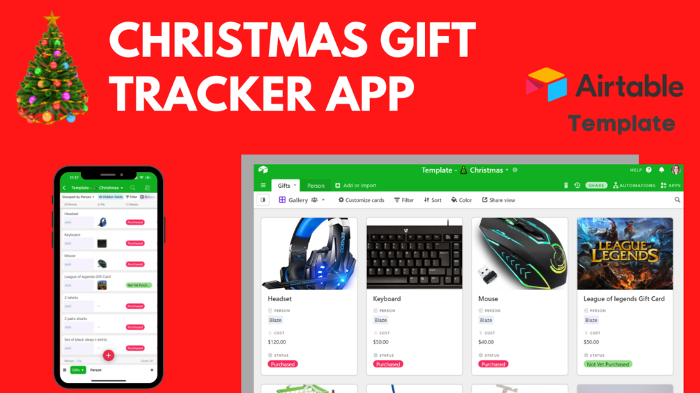 Christmas Gift Tracker App 🎄- Airtable Template