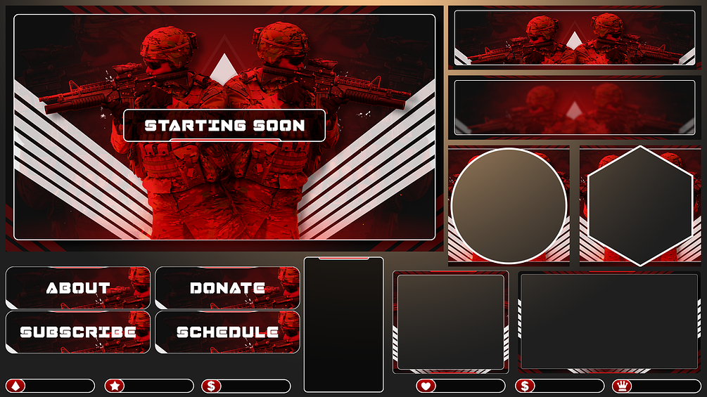 SOLDIER II Twitch Overlay Pack (OBS Studio / Streamlabs OBS)