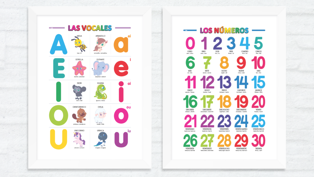 Lámina las vocales y los números