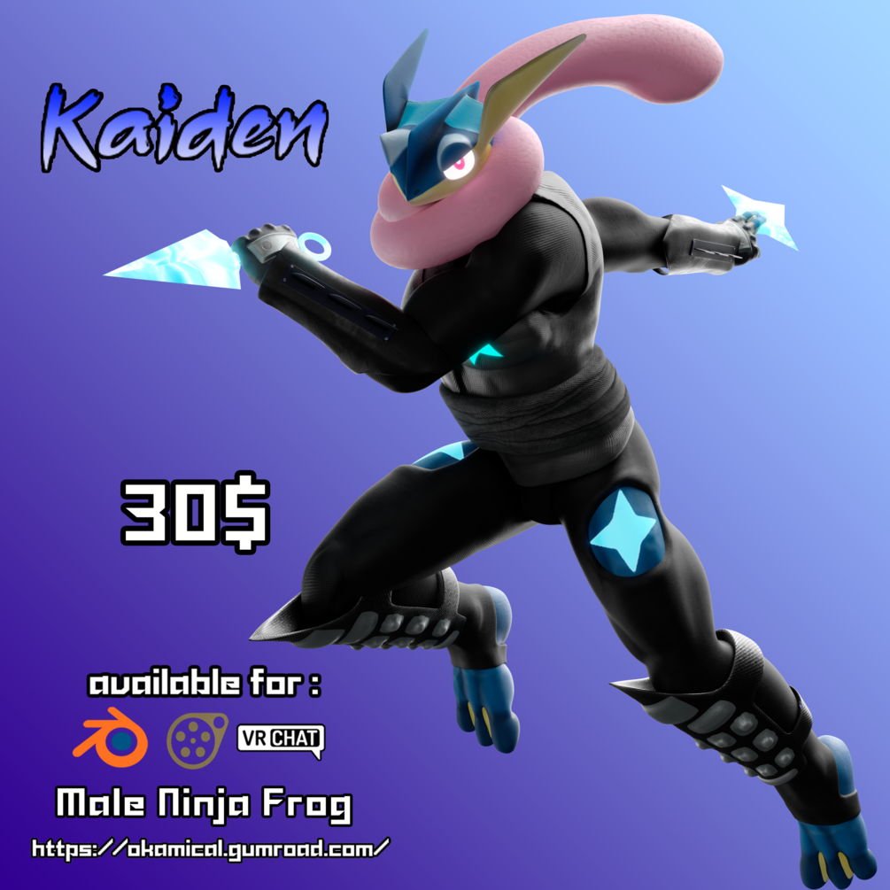 Kaiden MaleNinjaFrog Model Pack (Blender 2.93, VRChat & SFM)