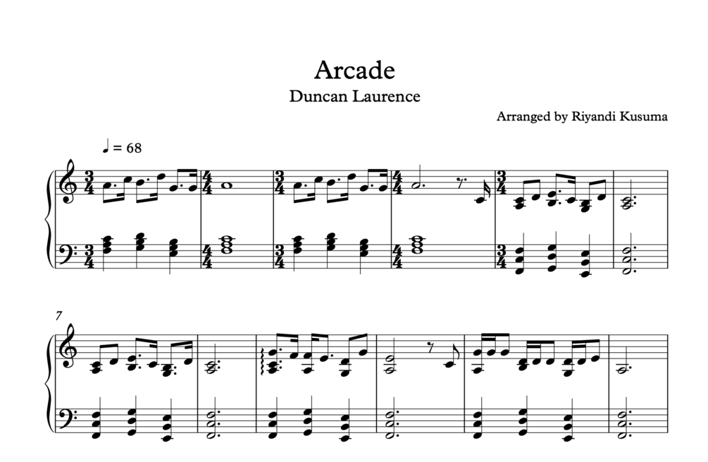 Arcade - Duncan Laurence (Sheet Music)