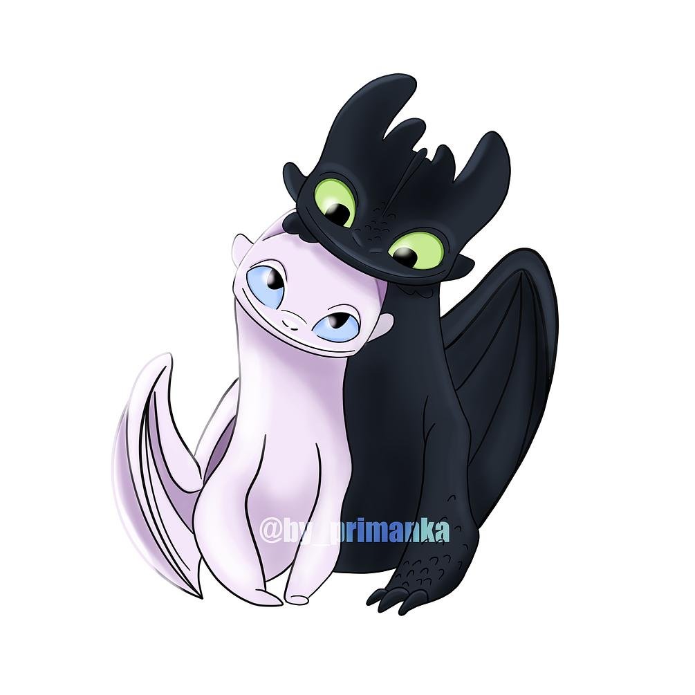 Беззубик и Белая Фурия | Toothless & Light Fury PSD PNG