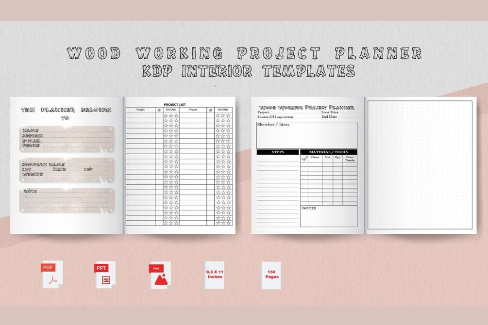 Wood Working Log Book KDP Interior Template