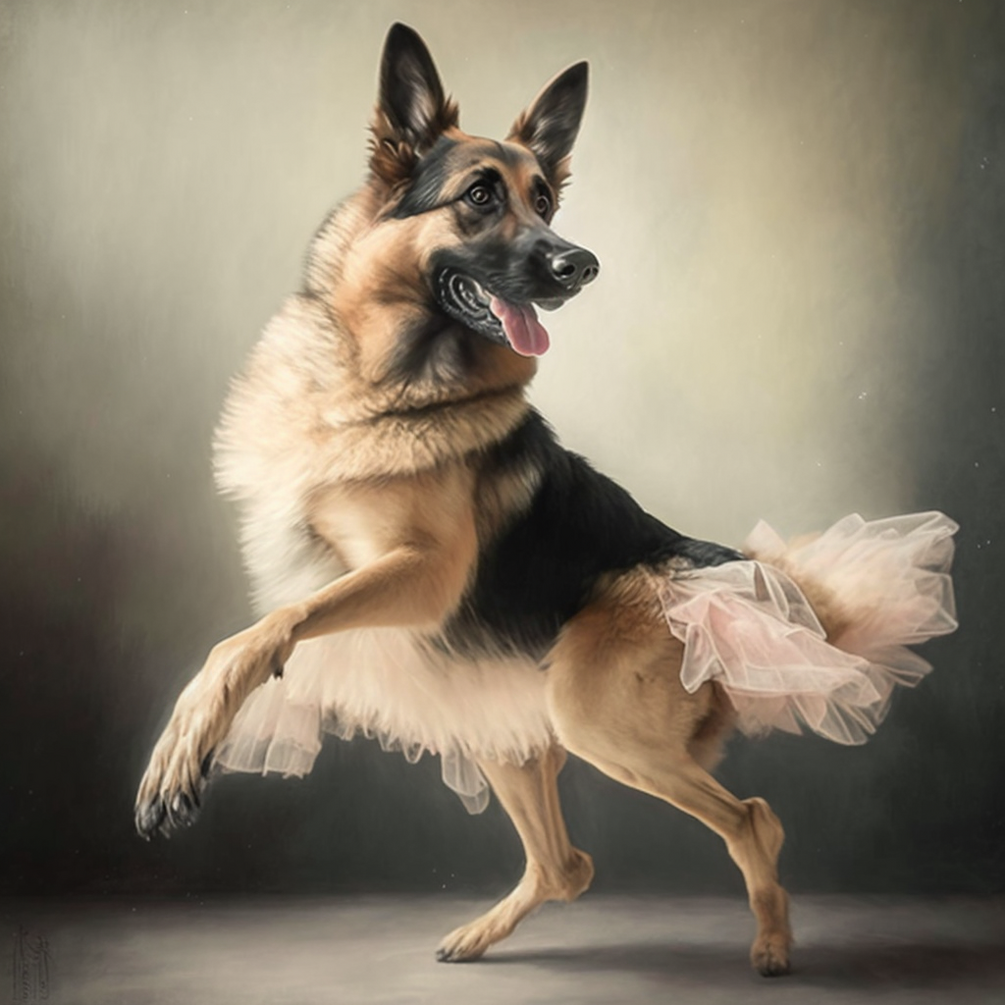 Dancing German Shepherd Ballerina
