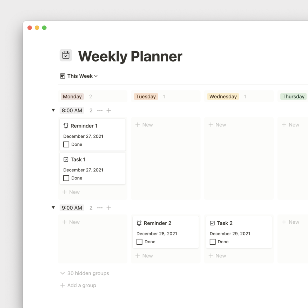 Weekly Planner for Notion