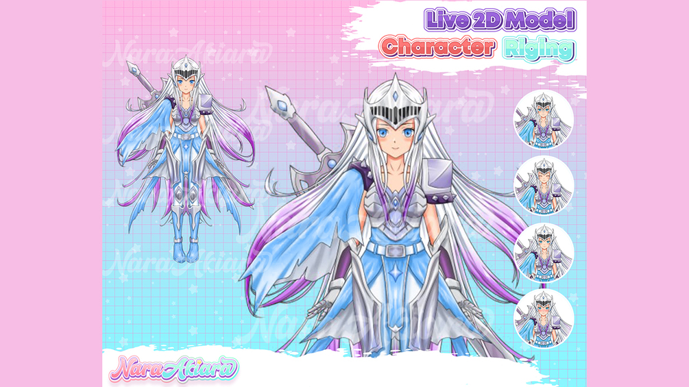 Vtuber Model and Rigging Anime Girl Knight Girl Premade, Live2d ready ...