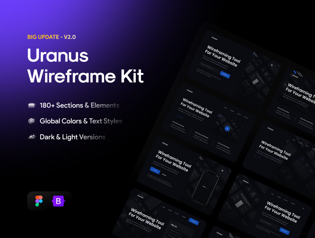 Uranus Wireframe Kit (Bootstrap 5 & Figma)