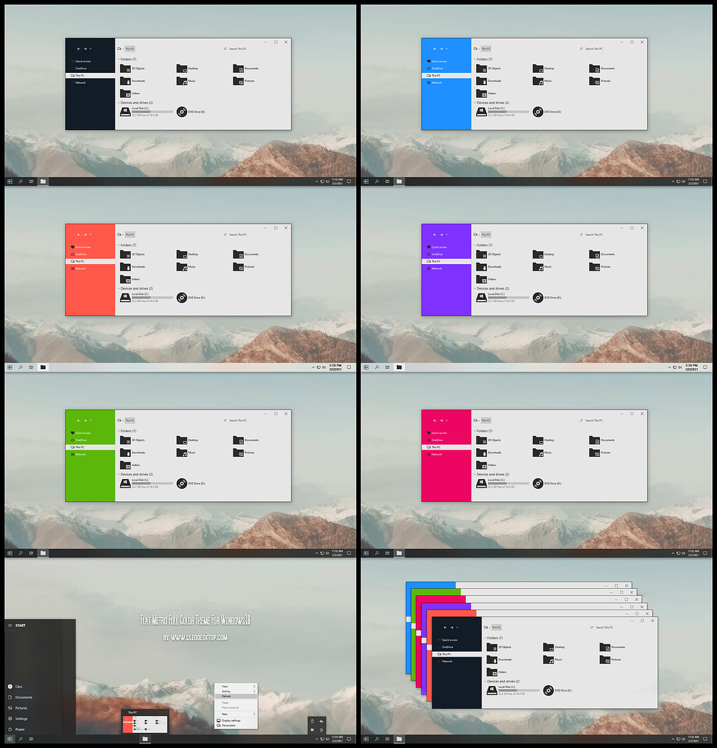 Flat Metro Full Color Theme For Windows 10