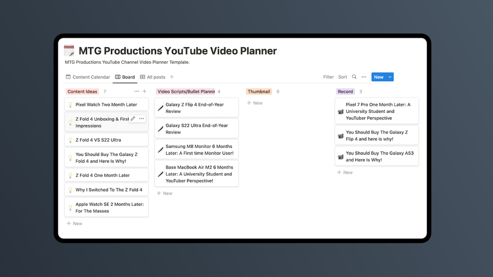 YouTube Video Planner Template