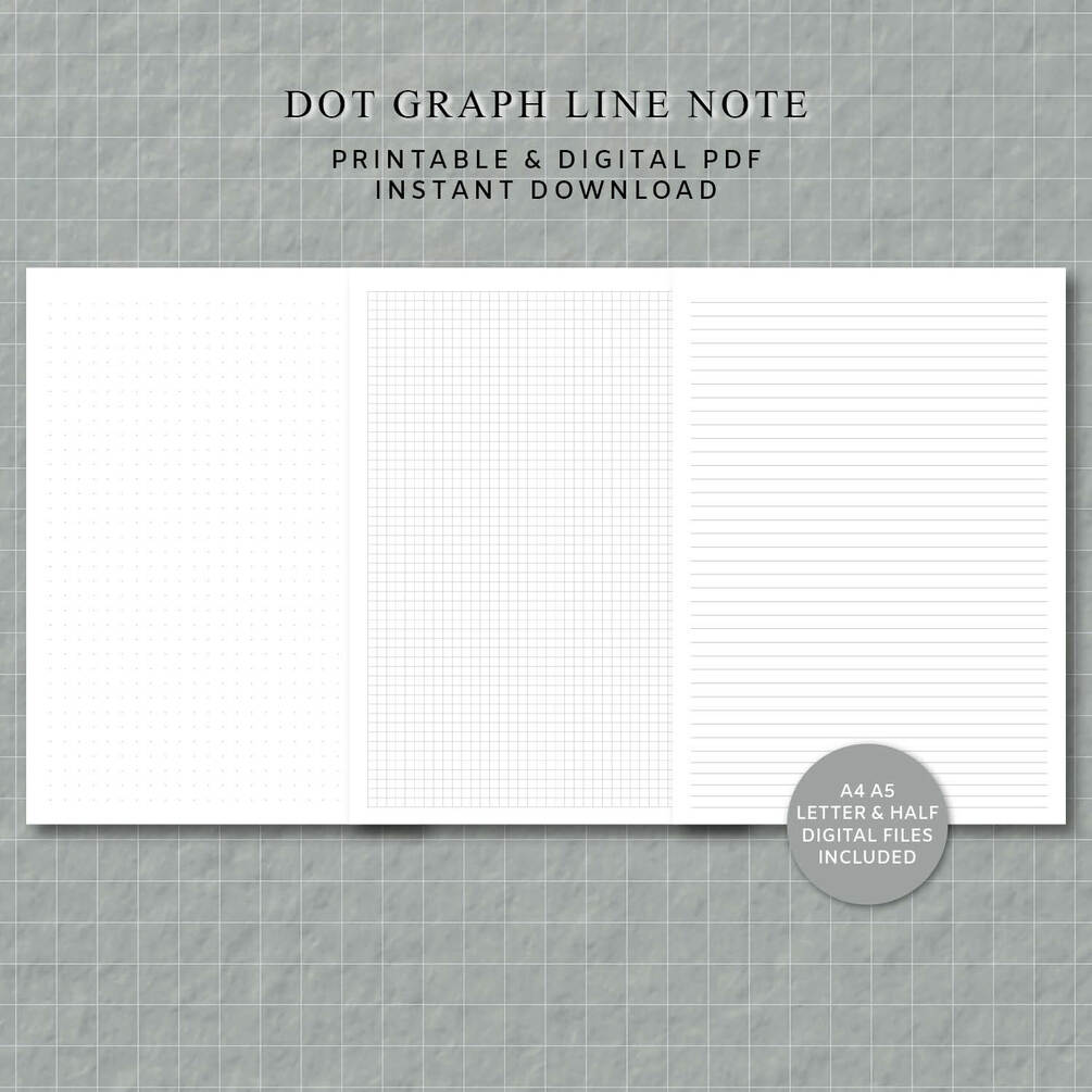 Student Note Taking Paper Printable, Dot Grid Line Note Refills ...