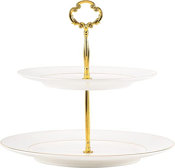 Amelis 2-Tier Cake Stand White Confection Display Table Stand with Matt ...