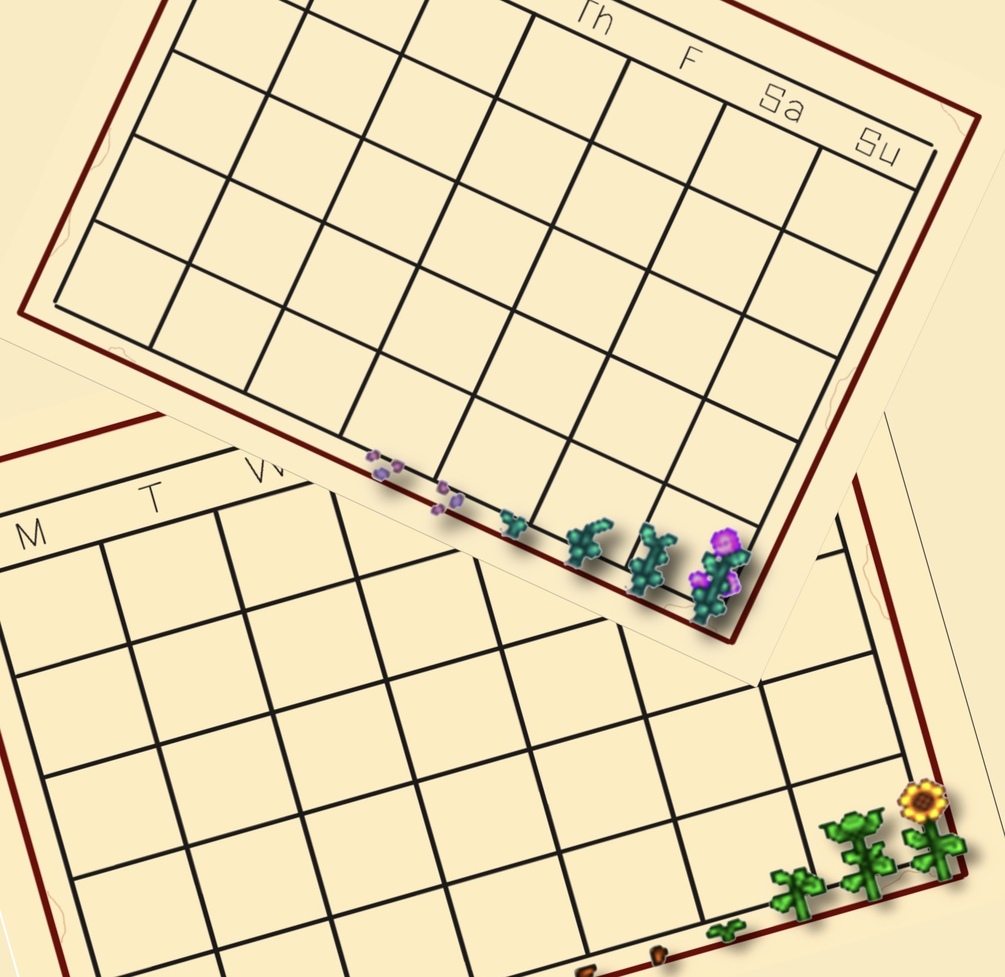 Stardew Valley (IRL) Bullet Journal Printable Calendar