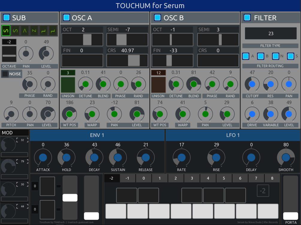 TOUCHUM BASIC - TouchOSC Template for Serum