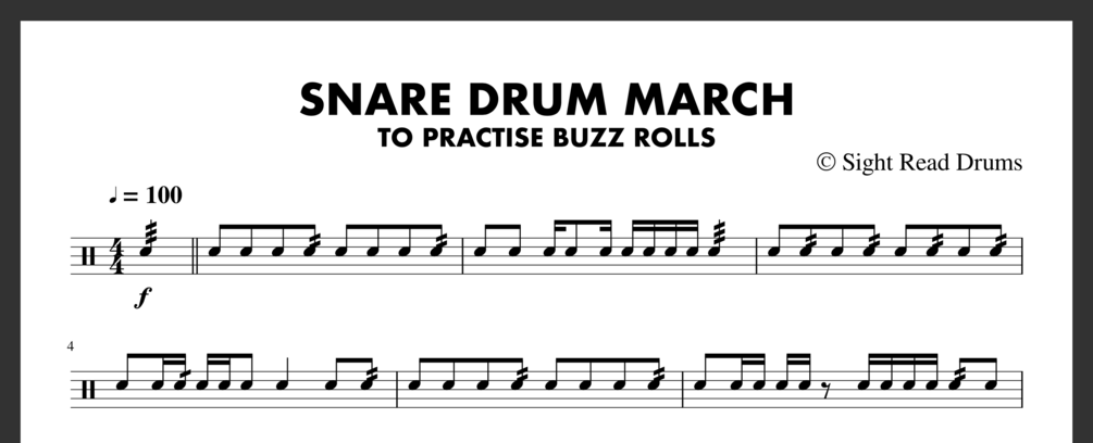 Snare Drum March To Practise Buzz Rolls