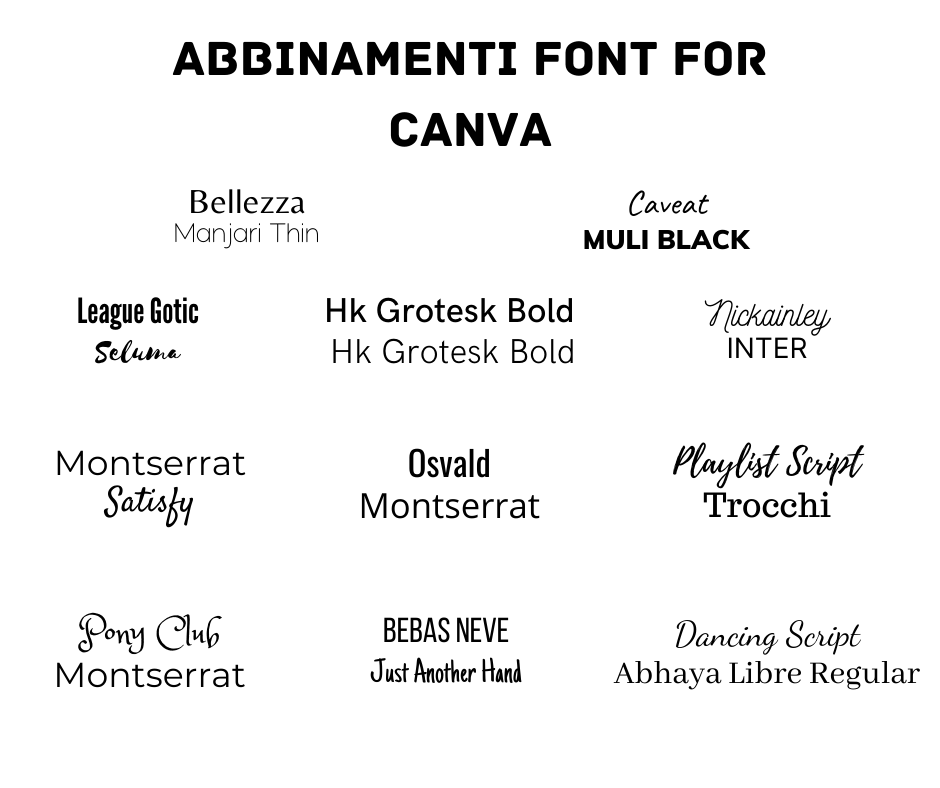 Font abbinati per Canva