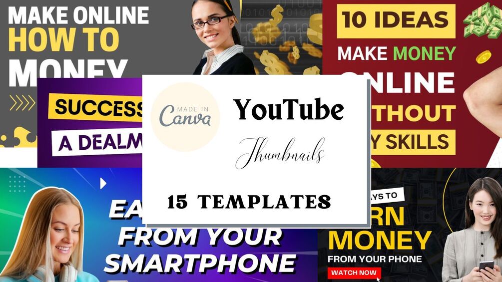 Make Money Youtube Thumbnail Canva Templates - Channel Branding Kit ...