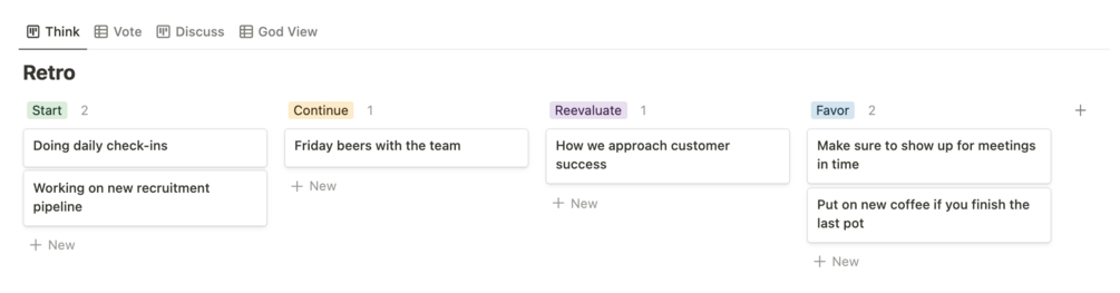 Retrospective Notion Template