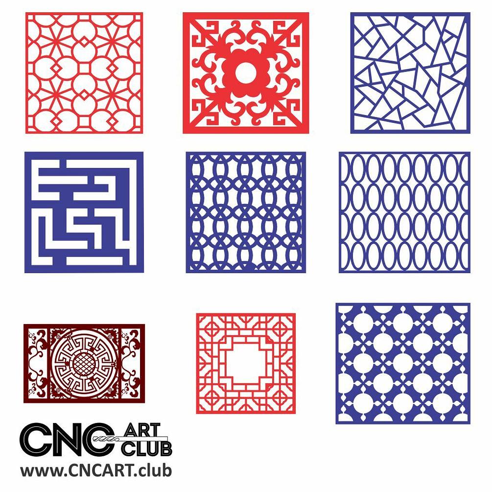 2D-lattice-1001 - Bundle of designs for decorative lattice. Download DXF files