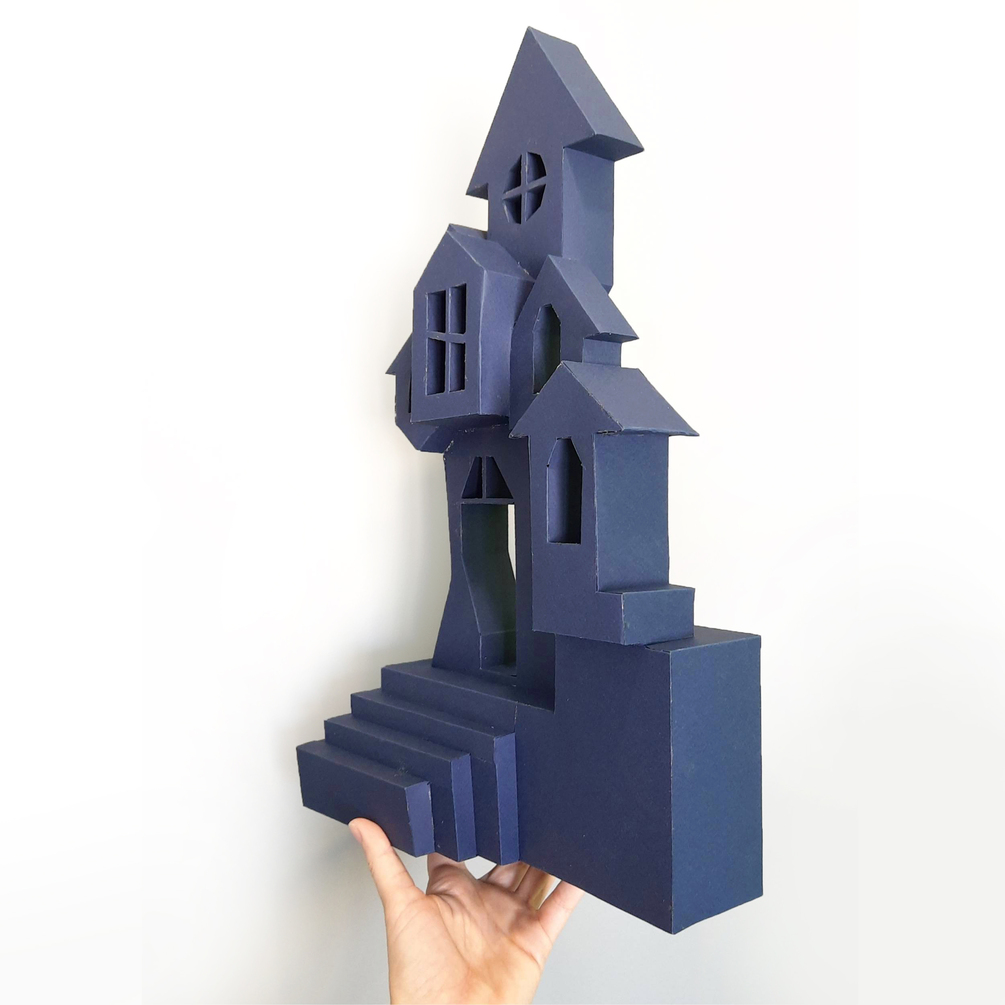 Low Poly Paper Craft, Halloween Paper Craft Decor, 3D Scary House, Low ...