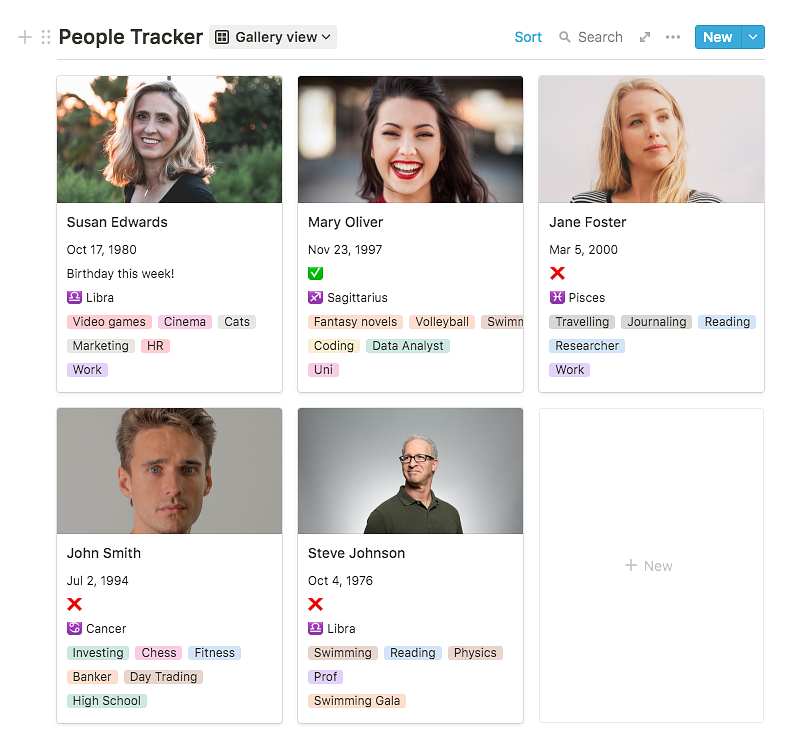 Notion People Tracker template