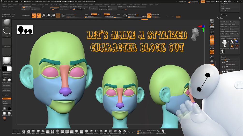 stylized character block out