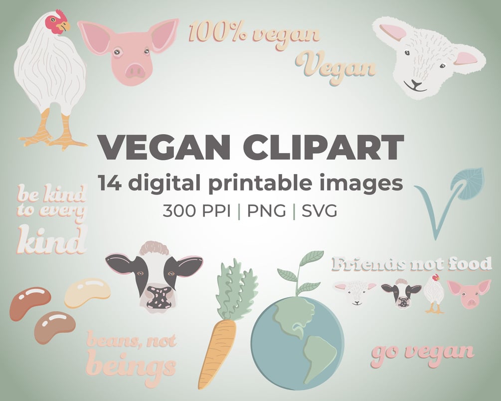 14 vegan clipart images, veganuary clipart, png, svg, vector, digital ...