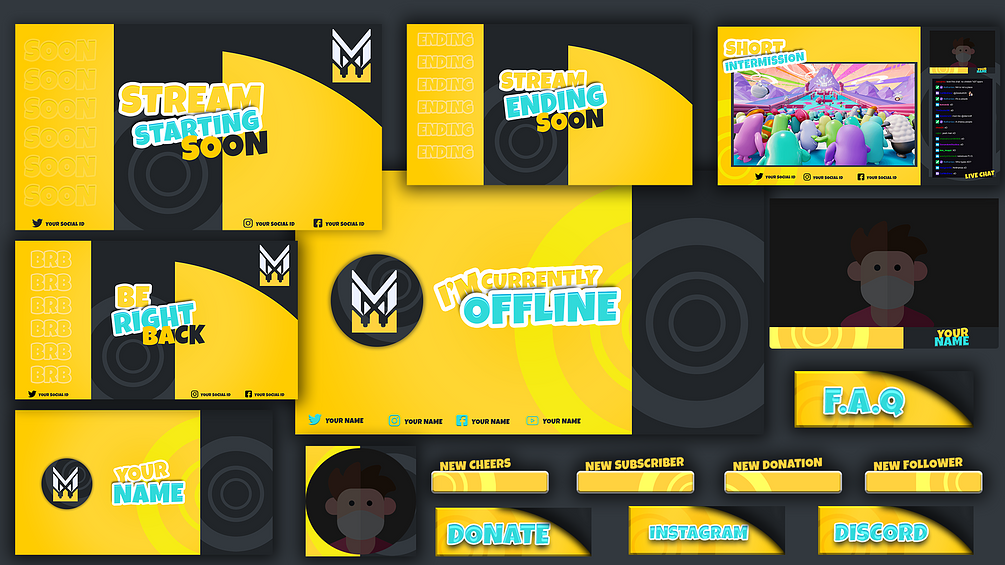 Fall Guys inspired- Stream Pack (Static) (OBS & Streamlabs OBS)