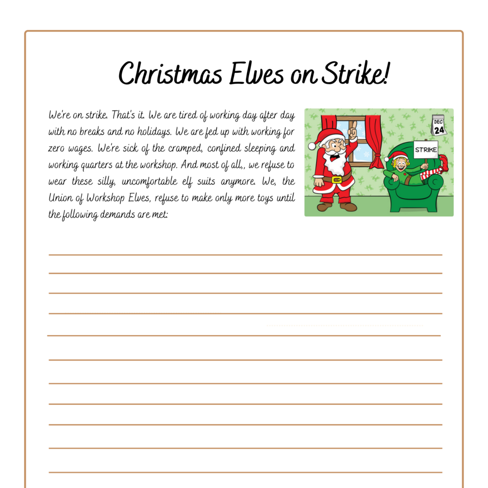 Elves on strike! Creative writing