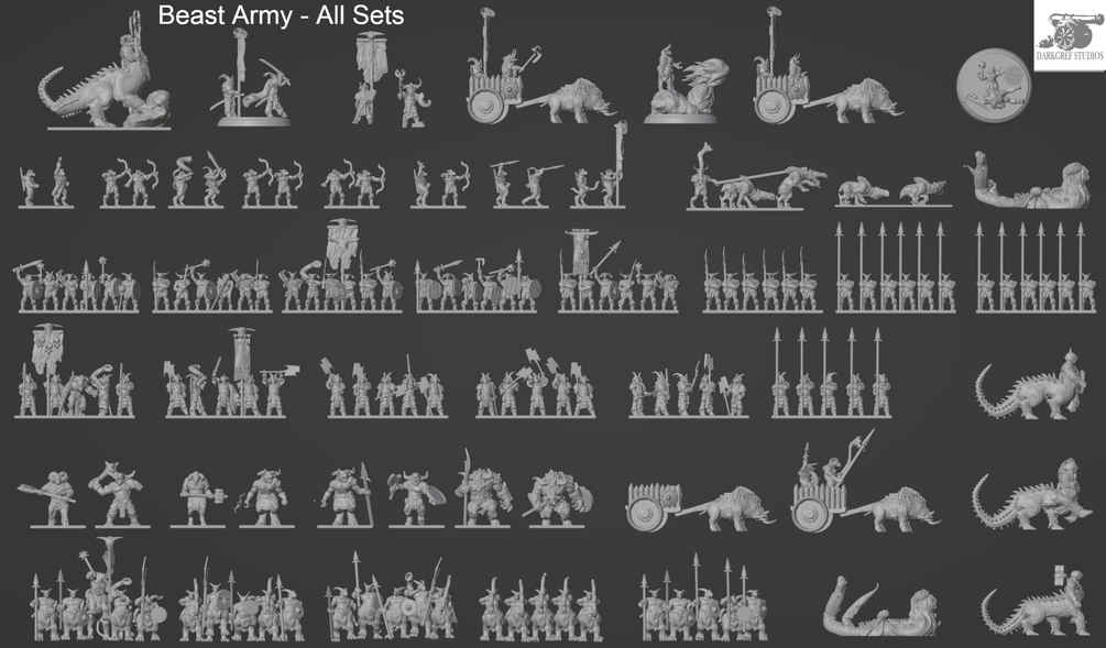 10mm Beast Army Pre-Supported, Warmaster Set