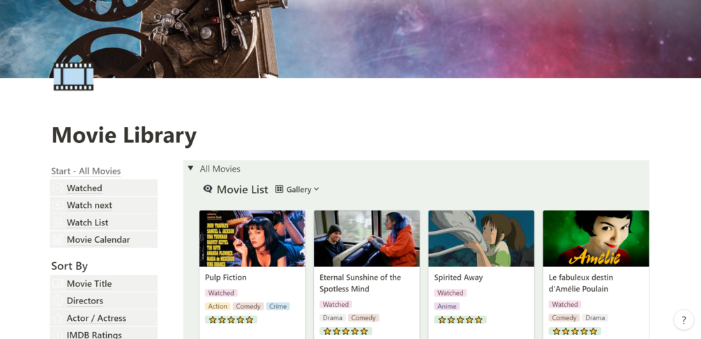 Movie Library Template for Notion