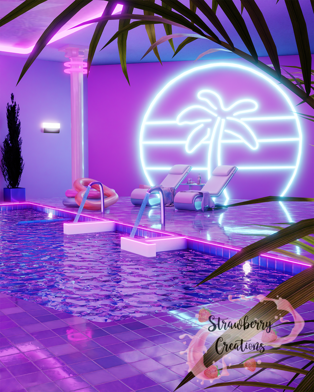 Vaporwave pool [Blender scene]