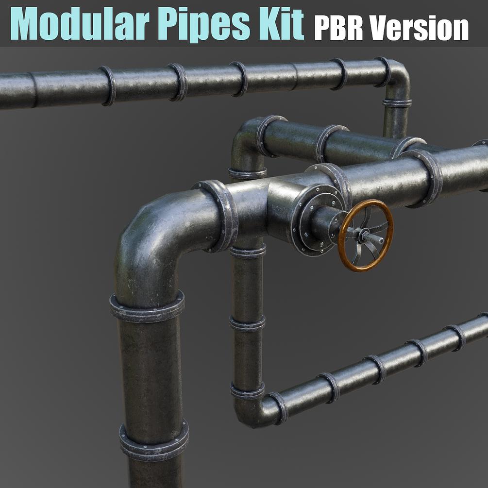 PBR Modular Pipe 2k Metal/Rough PBR version